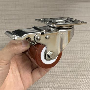 China 50mm 2 inches Gold diamond double ball bearings maroon red Polyurethane caster wheel for sale