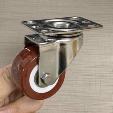 China 2 Inch 50mm PU Stainless Steel Caster Wheel 360 Degree Rotation Castor for Furniture Home Cabinet for sale