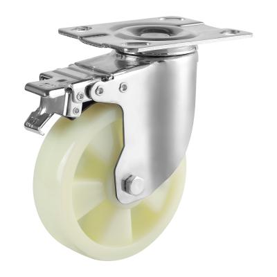 China China Supplier 3/4/5 /6 Inch Casters Medium Heavy Duty White PP Casters Double Ball Race Swivel Head 6 Inch With Brake for sale