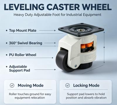 China GD-80F Aluminum Height Adjustable Caster Wheel Swivel Lifting Industrial Machine Retractable Leveling Caster Wheels for sale
