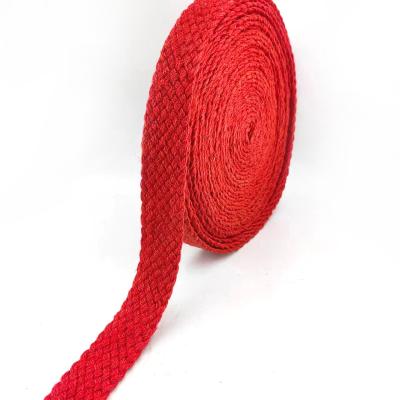 Cina Cintura a treccia di iuta di aringhe rosso sostenibile con nastro di tessuto colorato in vendita