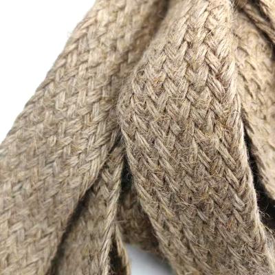 Cina Sostenibile cintura a treccia di canapa larga 4 cm cinture di giuta per Diy Decorazione di imballaggio regalo artigianale in vendita