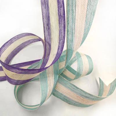 Cina Cintura per borse a strisce decorativa sostenibile a strisce di 5,5 cm di giuta colorata in vendita