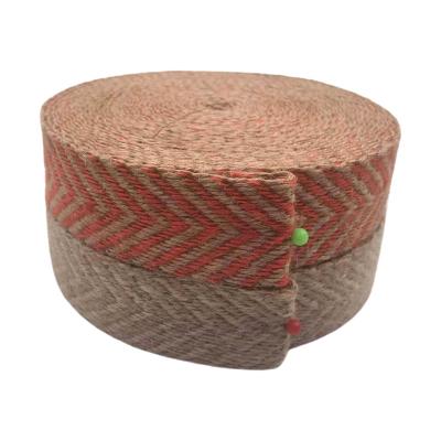 China 4 cm breed 2,5 mm dik Jute webbing Herringbone webbing rand voor milieuvriendelijke schoenen Te koop
