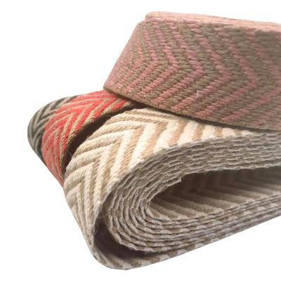 China 4 cm breed 2,5 mm dik Jute webbing Herringbone webbing rand voor milieuvriendelijke schoenen Te koop