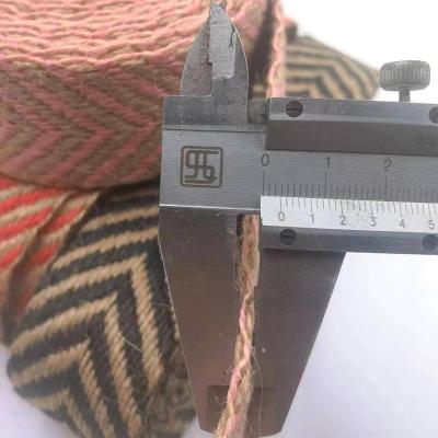 China 4 cm breed 2,5 mm dik Jute webbing Herringbone webbing rand voor milieuvriendelijke schoenen Te koop