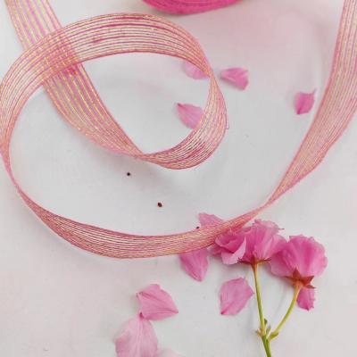 Cina Filtro di pesce di iuta e poliestere Glitter Nastro decorativo per l' imballaggio regalo a nastro rosa diretto in vendita