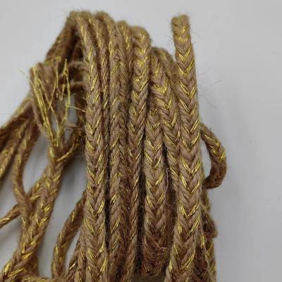 China Eco-friendly Layout Materials Width CUSTOM Twisted Colored Gold Jute Braid and Leaves for sale