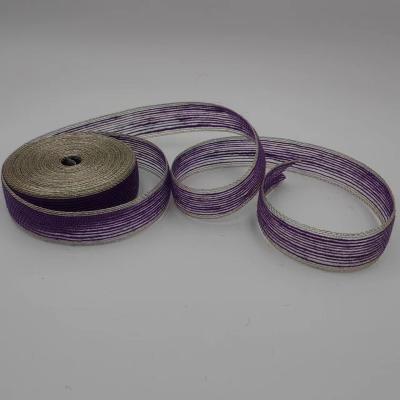 China Colorful Edge Fishing Thread Jute Ribbon Curtain Hook Fabric Ribbon for Bag Belt for sale