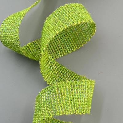 China Plain 4 Cm Christmas Decorative Jute Ribbon 100% Jute Red Orange Silver Colorful for sale