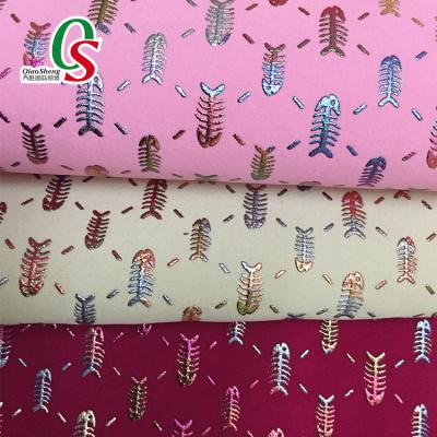 China footwear or bags material flocking fabric with colorful print for sale