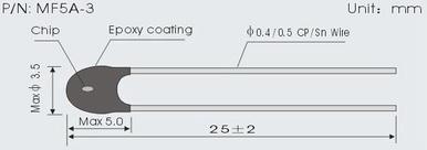 Epoxy Met een laag bedekte NTC-Thermistorenmf5a-2/3 Reeks 1