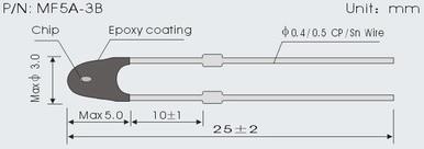 Epoxy Met een laag bedekte NTC-Thermistorenmf5a-2/3 Reeks 2