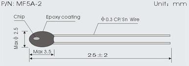 Epoxy Met een laag bedekte NTC-Thermistorenmf5a-2/3 Reeks 0