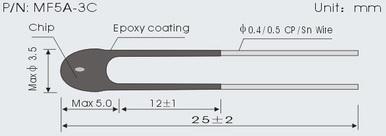 Epoxy Met een laag bedekte NTC-Thermistorenmf5a-2/3 Reeks 3