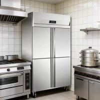Quality Commercial four-door refrigerator, vertical stainless steel, dual temperature, for sale