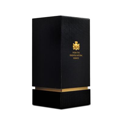 China Empty Black Cardboard Cosmetic Packaging Perfume Box Customized Logo for sale