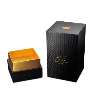 China Empty Black Cardboard Cosmetic Packaging Perfume Box Customized Logo for sale