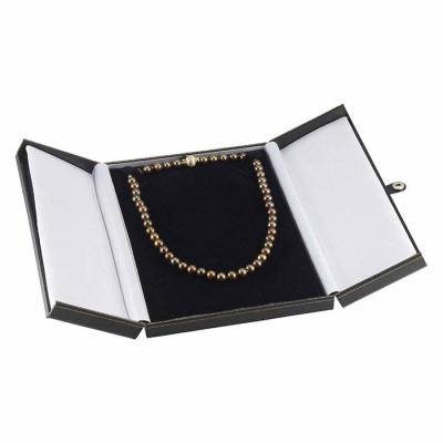Cina Rottura di cuoio Tab Necklace Gift Box del contenitore di gioielli del Faux nero in vendita