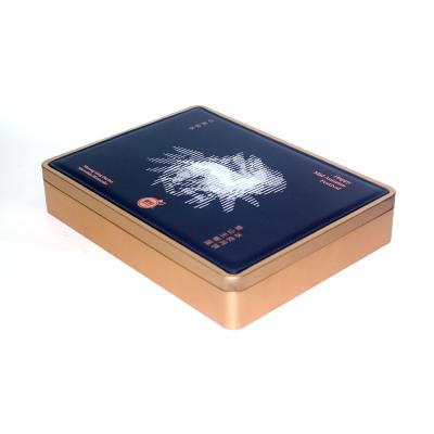 Cina Mooncake d'imballaggio dell'alimento del biscotto del contenitore del metallo di regalo di superficie di cuoio di lusso delle latte in vendita