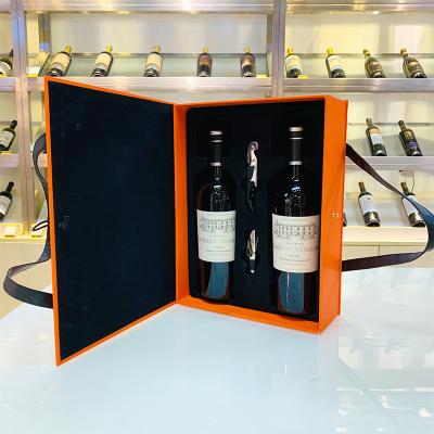 Cina La valigia di cuoio su ordinazione ha modellato il contenitore di regalo di lusso dell'imballaggio del vino rosso con la maniglia per il trasporto in vendita