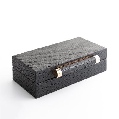 China Entrance Living Room Black Leather Gift Box Jewelry Box 35.2x27x11.5cm for sale