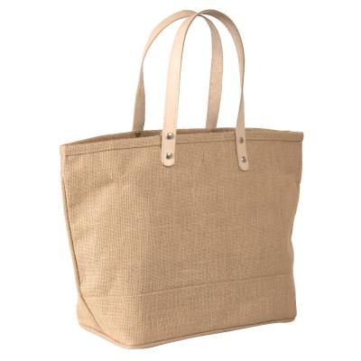 Cina Grande tela da imballaggio Tote Bag With Leather Handle del cotone della famiglia in vendita