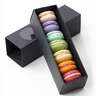 China Black Luxury Cardboard Packaging Gift Macaron Slider Boxes With Window for sale