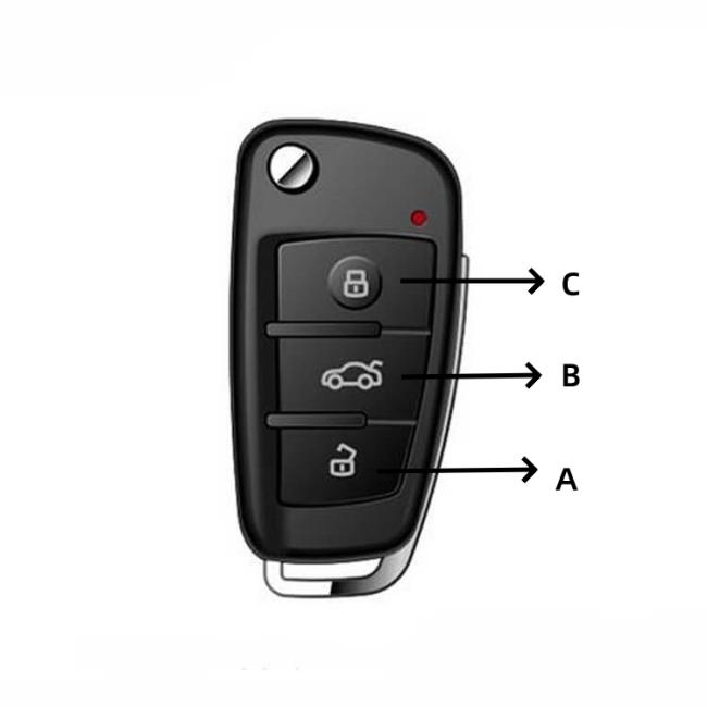 Mini spy car key camera showing operation buttons