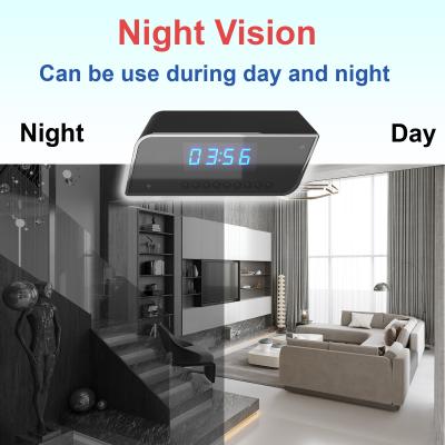 China Full HD 1080p Wireless Security Camera , WIFI Clock Spy Camera With Night Vision for sale