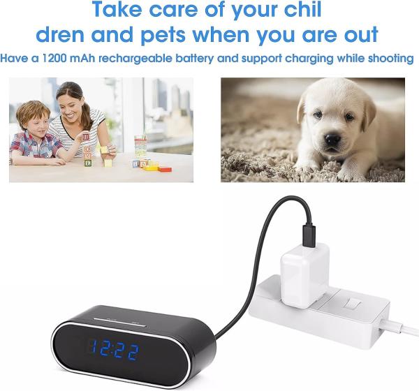 Quality Wifi Mini Hidden Camera Alarm Clock Security Camera 1080p HD Recording for sale