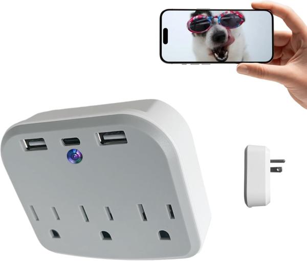 Quality Wall Charger WIFI Hidden CCTV Camera , White Mini Spy Security Cameras for sale