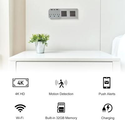 China Wall Charger WIFI Hidden CCTV Camera , White Mini Spy Security Cameras for sale