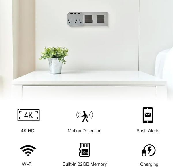 Quality Wall Charger WIFI Hidden CCTV Camera , White Mini Spy Security Cameras for sale