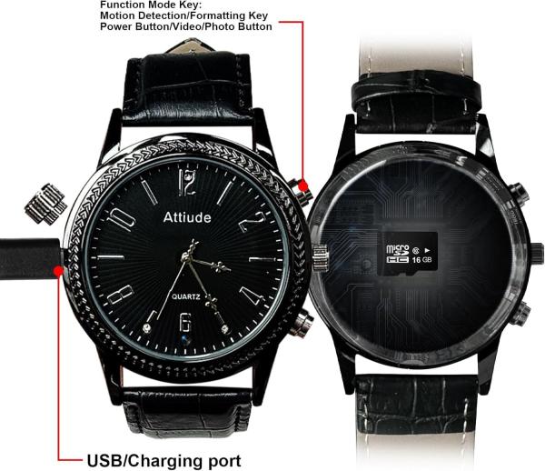 Quality Black Watch Hidden Camera 1080P Spyware Hidden Camera Mini 4.8 Ounces for sale