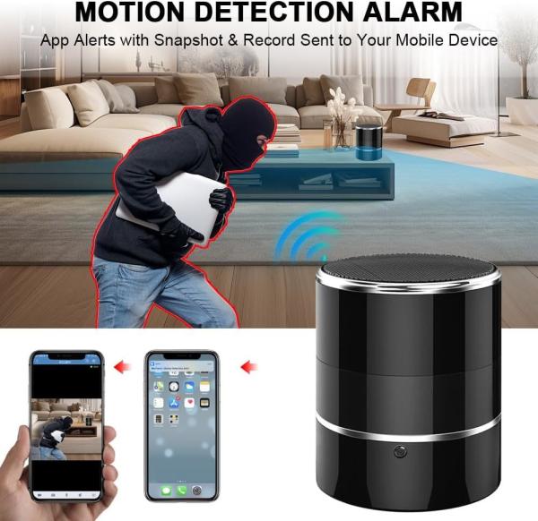 Quality 1080P Wifi Bluetooth Speaker Camera Black Concealed Security Cameras for sale