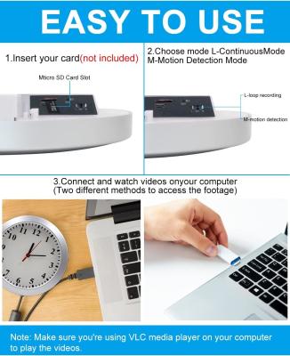 Cina Mini telecamera nascosta in plastica di sicurezza WIFI Orologio da parete con telecamera nascosta in vendita