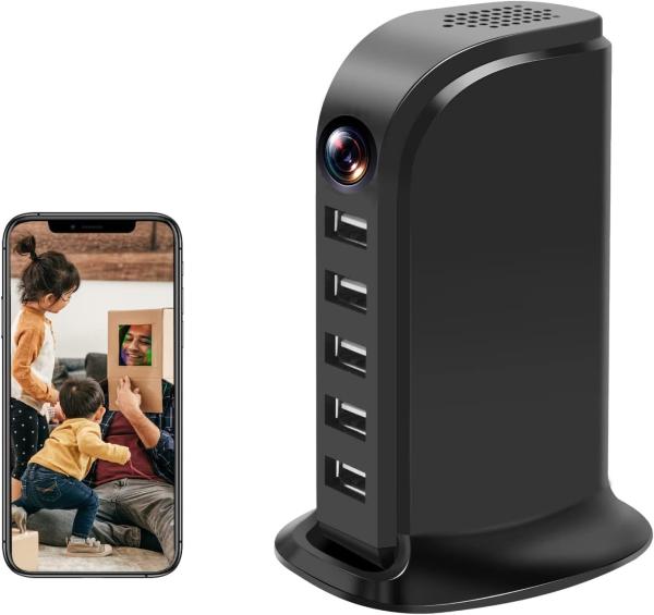 Quality WIFI USB Charger Hidden Camera , Mini Peep Hole Camera Black / White for sale