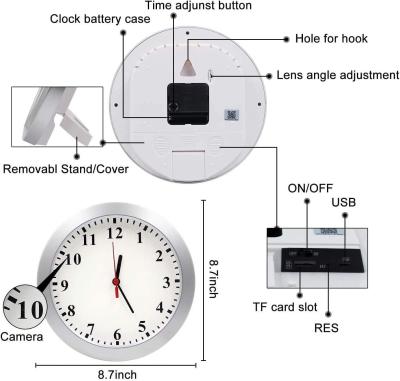 China Battery Powered Wifi Spy Camera , Wall Clock Hidden Spy Camera For House for sale