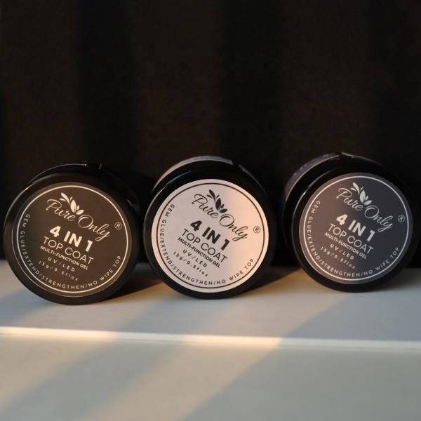 Quality Building Nail Gel  4 in 1 Multi-Function Gel Base and Top Coat Super Shiny No Wipe Decoration Rhinestones Glue Gel for sale