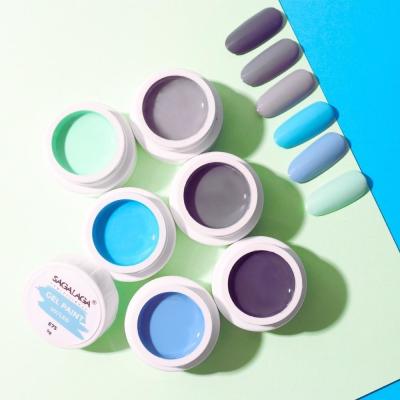China Jar No Label Platinum Polish Nails White Art Nail High Pigment Painting Set Pot Black Gel Paint for sale