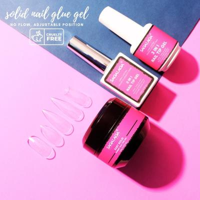 China Private Brand Logo Solid Nail Tips Glue Gel For Soft Gel Tips And Press on Nails Strong Adhesive Glue Gel Polish for sale