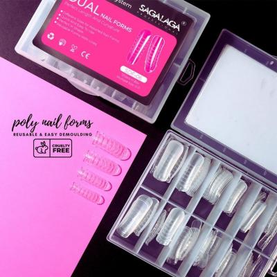 China Advantage Reusable and Removable Poly Extension Gel Dual Nail Form 120pcs Clear Ballerina Nail Tips Full Cover Dual Form for sale