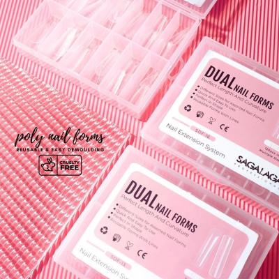 China Full Cover Dual Form Mold Tips Nail Extension with Private Label Poly Acrylic Nail Polish Gel and MSDS Certification for sale