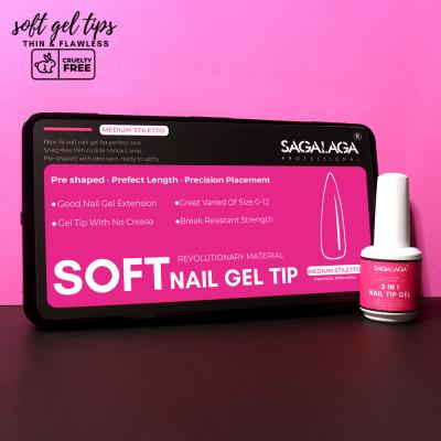 China Get Medium Nails with Our Flexible Clear Short Soft Gel Tips Private Logo Black Box Acrylic Nail Tips MSDS Certified for sale