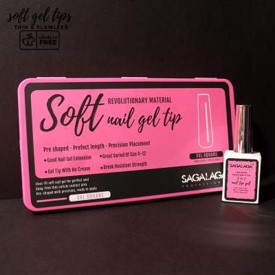 China SAGALAGA Nails 500pcs Full Cover Soft Tips Clear for Gel Nail Polish Soak Off Easy Nail Extensions French Style for sale