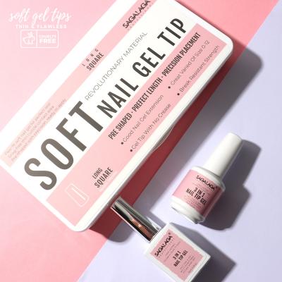China SAGALAGA Solid Nail Tips Gel With Full Cover Tapered Square Nail Tip Non c Curve Medium Xxl for Finger Extension for sale