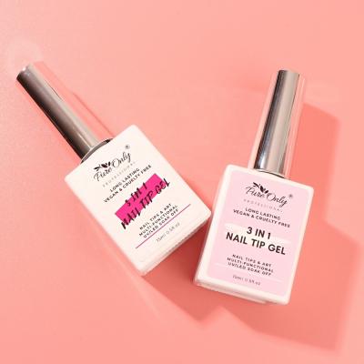 China 15Ml 3 in 1Soft Uv Led Glue Liquid for Non-Toxic Nail Tip Gel Glue on Nails French Nail Tip Adhesive Manufacture for sale