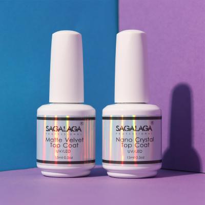 China High Gloss Shine Long Lasting Base and Top Coat Gel Polish 15ml No Wipe Nano Crystal Private Label MSDS Certified for sale