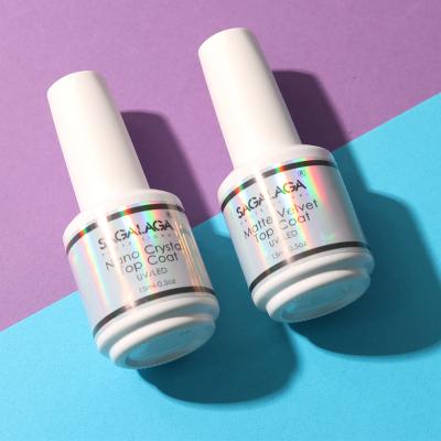 China 15ml Gel Top Coat Custom Private Label Uv Led Non Wipe Matte Top Coat for Nail Wraps GMP Certified Soak off Easily for sale